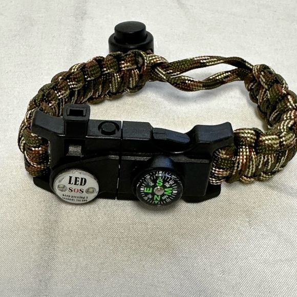 Accessories | Tactical Survival Bracelet With Compass And Led Black And ...